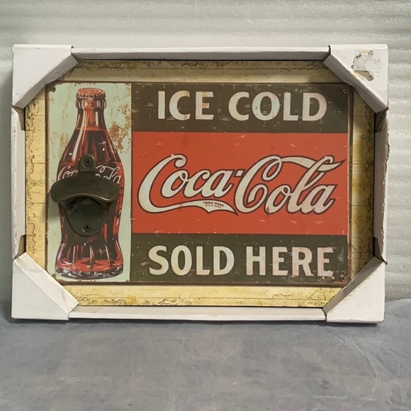 Coca Cola | Wall Decor | Coca Cola Sold Here Sign With Bottle Opener ...